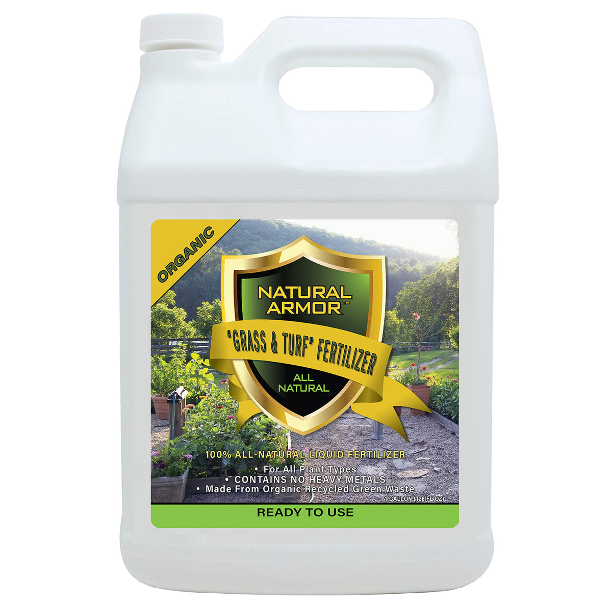 Ready-to-Use Lawn Fertilizer Grass & Turf Builder GALLON – Natural Armor